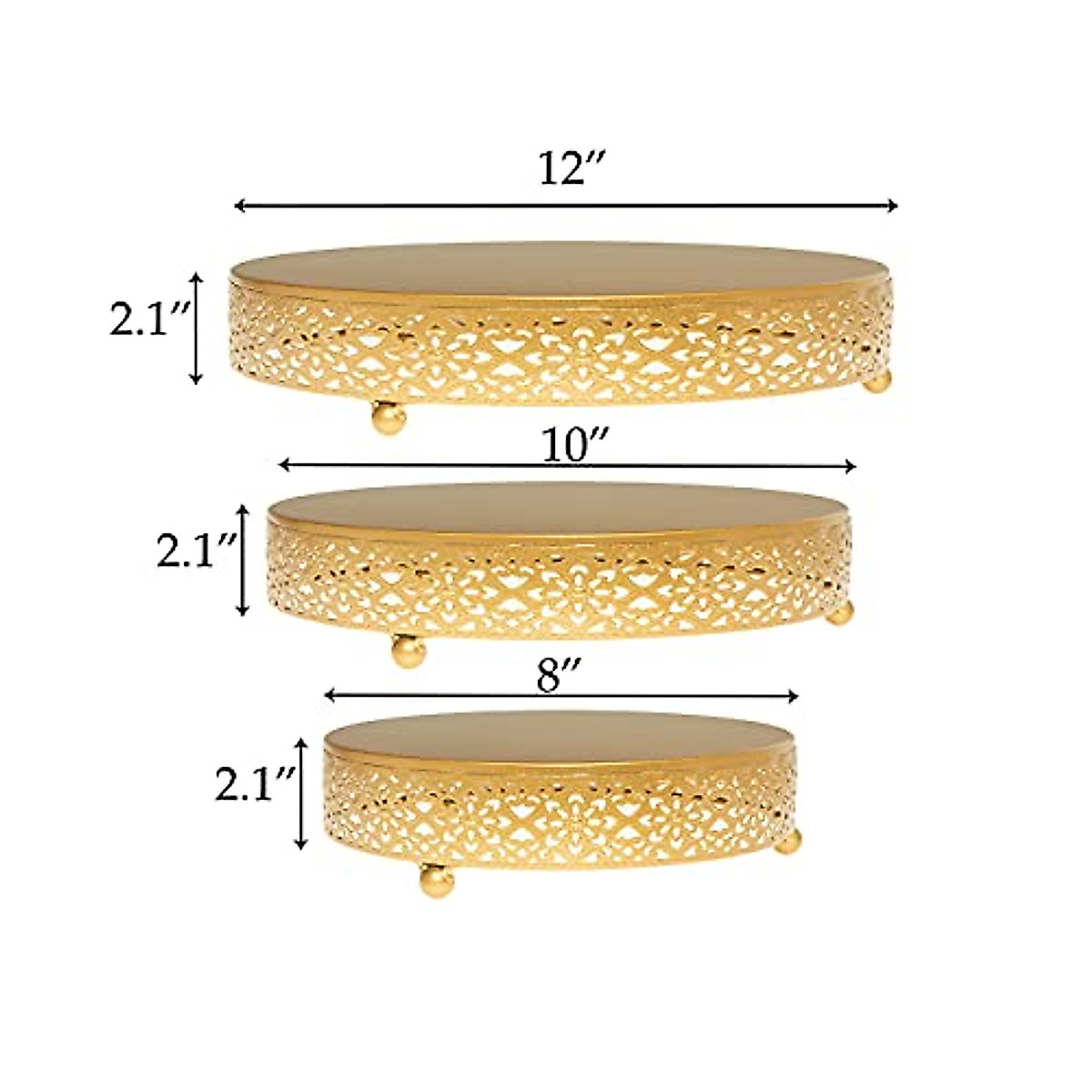 Beingreat 3-Piece Cake Stands Set, Round Metal Cake Stands Dessert Display Cupcake Stands for Birthday Wedding Anniversary Party Gold (8” 10” 12”)
