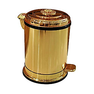 CZDYUF Golden Pedal Metal Trash Can Upscale Hotel Villa Kitchen Living Room Bathroom Covered Garbage Storage Bucket Dustbin ( Size : 10L )