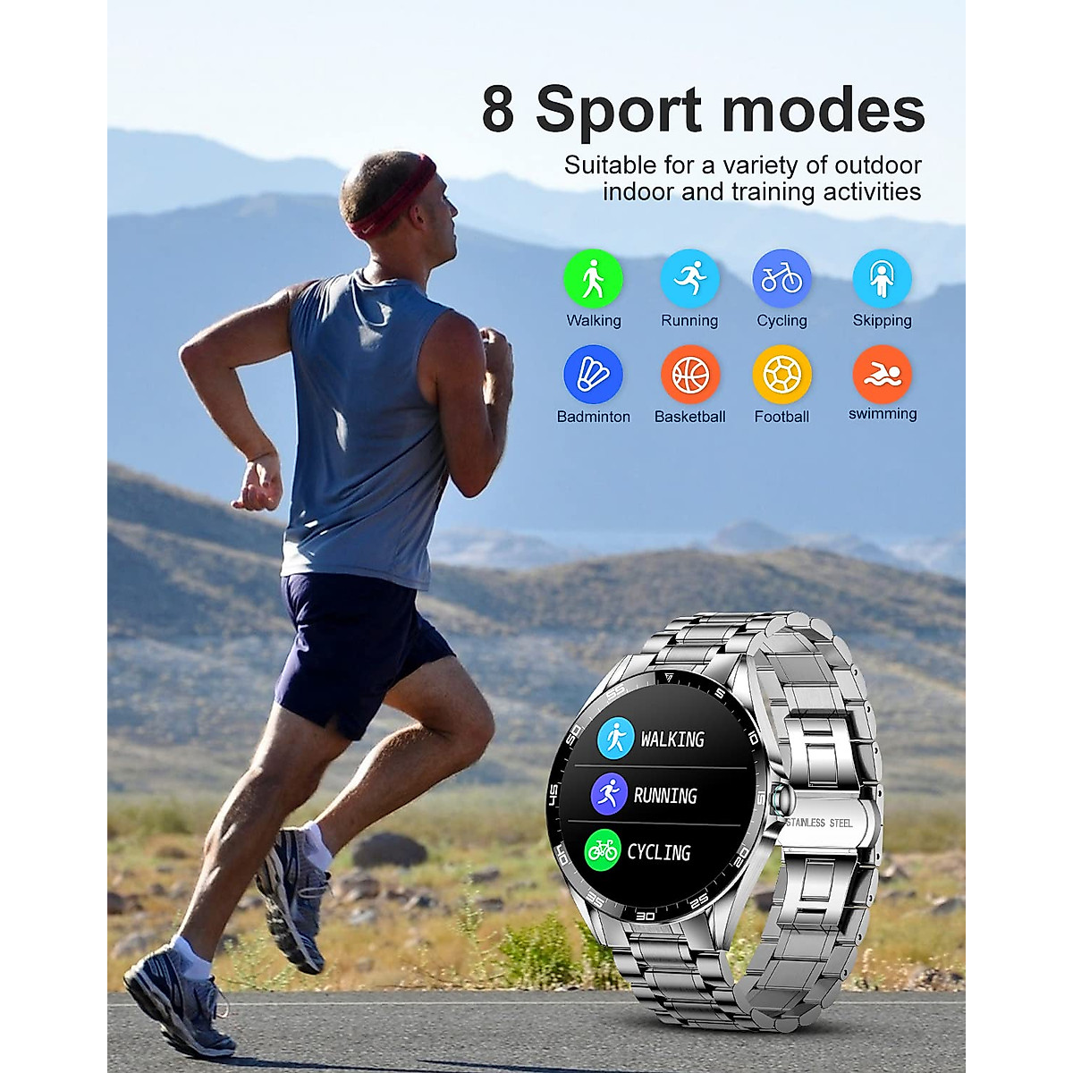 SIEMORL Smartwatch for Men for Android and iOS Phones,Fitness Tracker IP67 Waterproof Smartwatch with Heart Rate Sleep Monitor,Activity Tracker Pedometer Message Notification Call Smartwatch