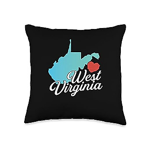 West Virginia Map American USA State Gift American USA State | West Virginia Map Throw Pillow, 16x16, Multicolor