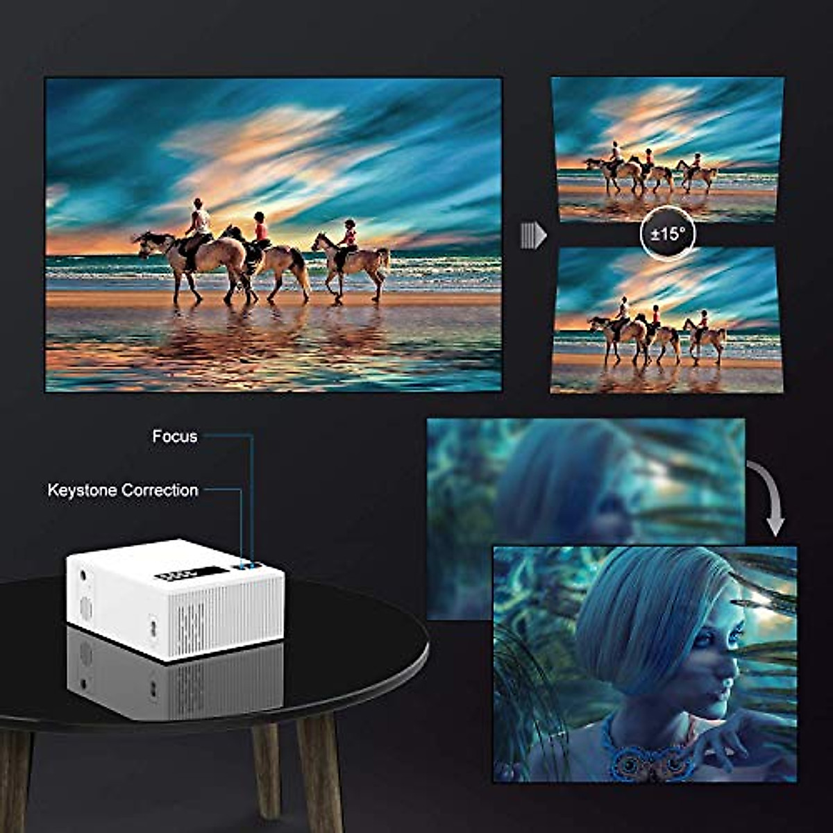 YABER Y61 WiFi Mini Projector 5500L Full HD 1080P and 200" Supported, Portable Wireless Mirroring Projector for iOS/Android/TV Stick/PS4/PC Home & Outdoor
