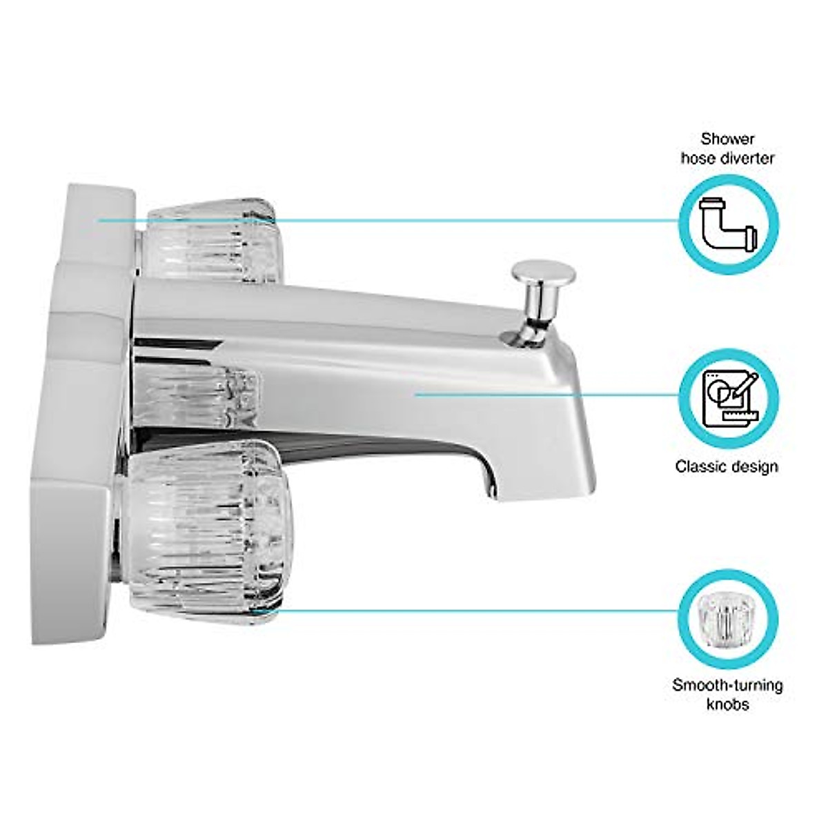 Dura Faucet Economical Classic Tub and Shower Faucet with Diverter (Chrome Polished)