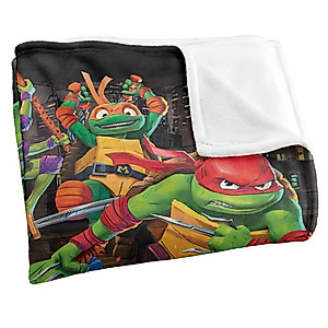 Teenage Mutant Ninja Turtles: Mutant Mayhem Blanket, 50"x60" Nightly Rooftop Escapade Silky Touch Super Soft Throw Blanket