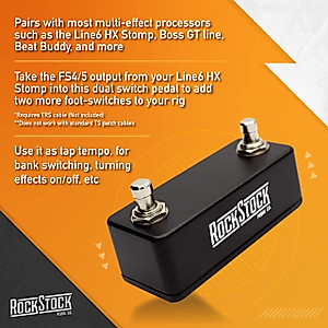Rock Stock Dual Foot Switch Pedal - Versatile TRS Auxiliary Guitar Pedal - Expand Your Multi Effects Processor - Hand Wired and Built for the Road (Matte Black)
