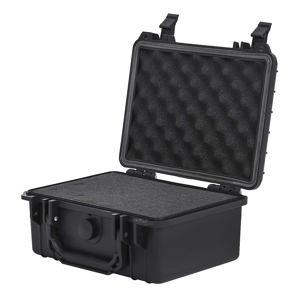MEIJIA Portable Waterproof Protective Hard Case,Compact Camera Case with Customizable Fit Foam,Fit for Drones,Camera,Lens, 9.17inchx7.56inchx4.33inch, Black