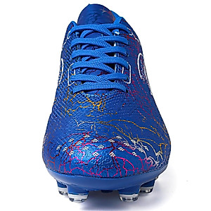 Beyondjuff Boys' Soccer Shoes Kids Firm Ground Soccer Cleats Girls Turf Shoes Outdoor Trainning Shoes Football Shoes Blue Big Kid 6US