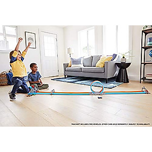 Hot Wheels Double Loop Dash Drag Racing with 2 Vehicles Playset