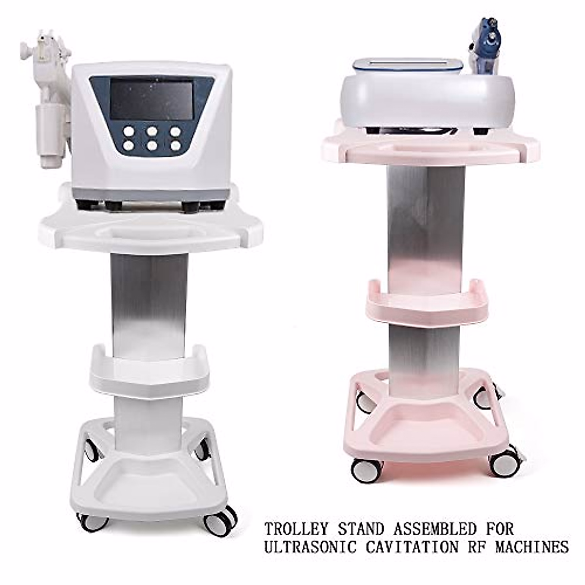 LOHISHILO 3 Tier Rolling Trolley Cart Beauty Salon SPA Storage Equipment Machine Organizer Stand Tray for Beauty Shop, Home, Barber Shop, Studio(White)