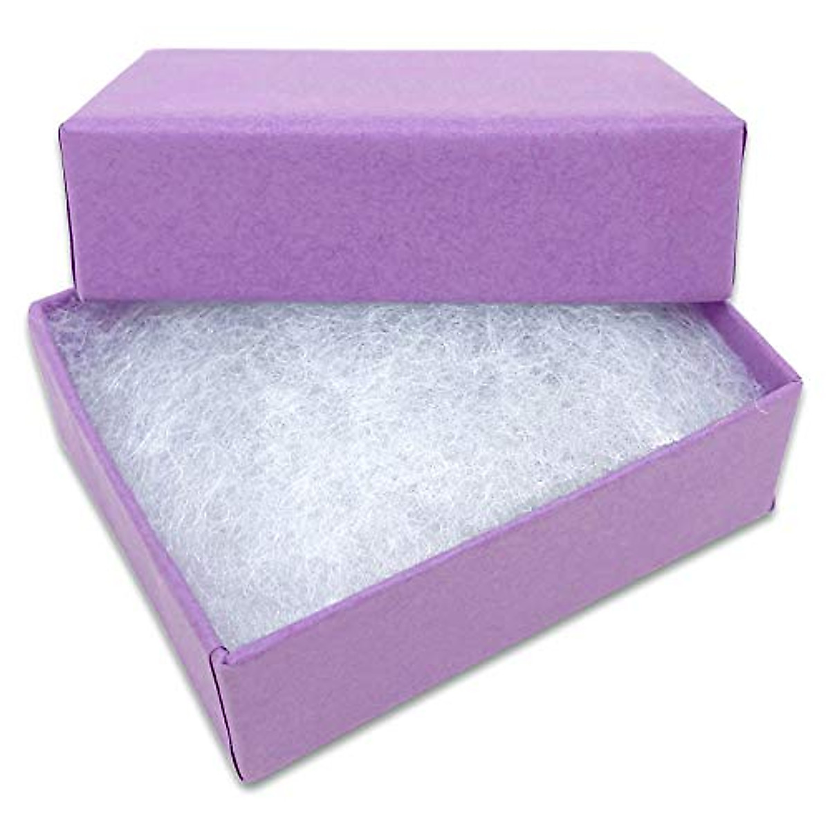 TheDisplayGuys 100-Pack Cotton Filled Cardboard Paper Jewelry Box Gift Case - Purple Lavender (2 1/8 x 1 3/4 x 3/4 (#11)