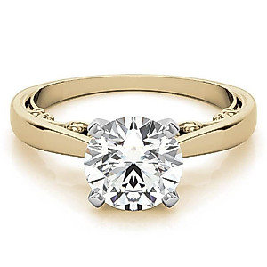 10K Solid Yellow Gold Handmade Engagement Rings, 2 CT Oval Cut Moissanite Diamond Solitaire Bridal/Wedding Ring for Women/Her, Minimalist Rings Anniversary Ring For Gifts (5)