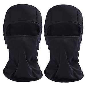Balaclava Face Windproof Ski Mask Neck Warmer Tactical Hood Polyester 2 Pack Black