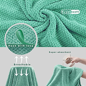 OLESTER 2 Pack Green 35x70 Inch Microfiber Bath Towel Sets Oversized Bath Sheets for Adults Extra Large Sets for Shower Pool Beach Bathroom Super Soft Highly Absorbent Quick Dry Towels