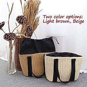 XFASY Straw Tote Bag Handbag Large Capacity Woven Top Handle Bag Summer Stylish Straw Basket Bag for Women