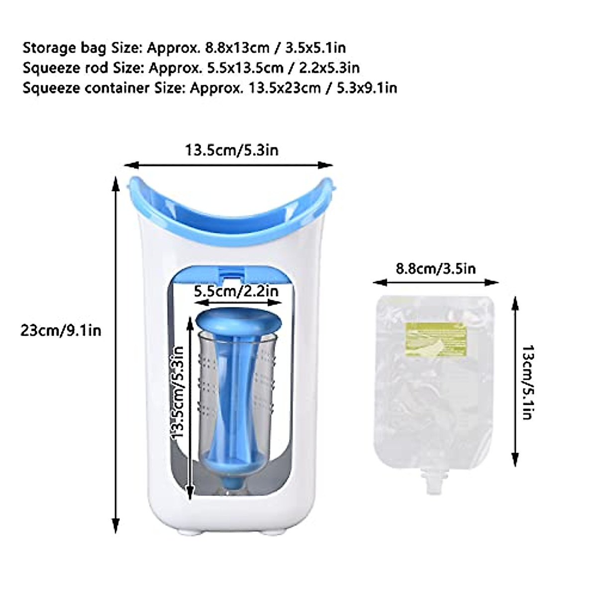 BORDSTRACT Reusable Baby Food Pouch Filler, BPA Free Pouch Filling Station for semi Solid Food for Babies and Toddlers, for Homemade Organic Baby Toddlers Kids Food (Blue)