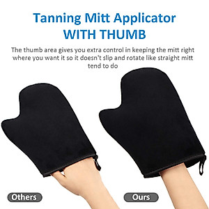 5 Pieces Self Tanning Mitt Applicator Kit, Includes Exfoliating Glove, Tanning Mitt, Mini Face Mitt, Back Lotion Applicator with Self Tanner Brush Large Flat Top Makeup Brush (Black)