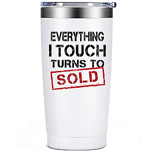 WOELIVE Realtor Gifts - Closing Gifts for Realtors - Everything I Touch Turns To Sold - Real Estate Agent Gifts for Women Men - Cool real estate agent supplies -20oz Insulated Stainless Steel Tumbler