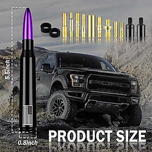 American Flag Car Bullet Antenna,Truck Exterior Decoration Accessories[New Upgrade Flag Design] AM/FM Radio Signal for Car SUV Truck Most Auto Cars Antenna Accessories(Purple)