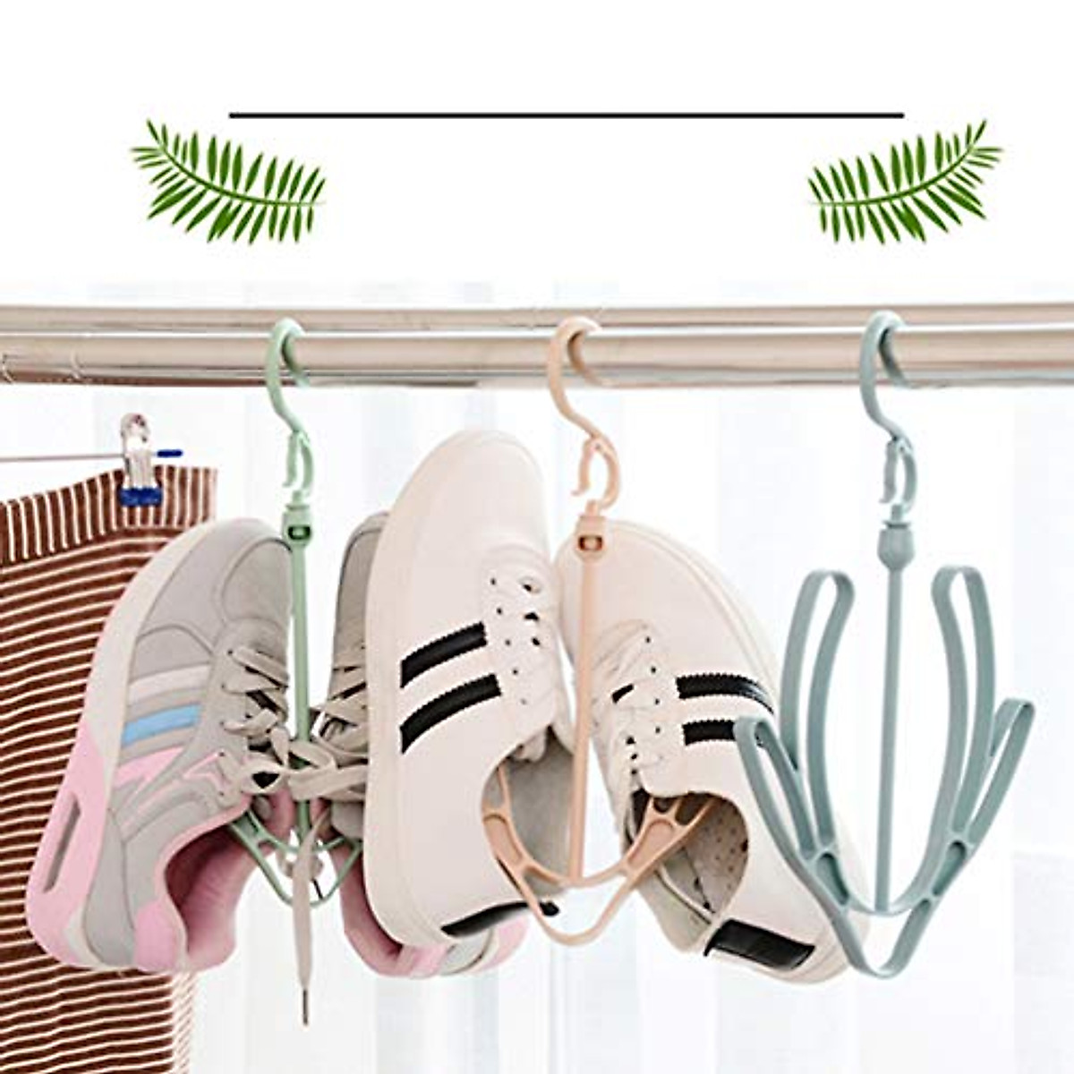 Holibanna 2Pcs Shoes Drying Hanger Plastic Cloth Hanging Dryer Rack Hook for Shoes Home Using (Sky-Blue)