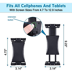 JUBOR Tablet Holder, Bike ipad Holder Stand for Indoor Gym Treadmill, Stationary Bicycle and Spin Exercise Bike, Tablet Mount Clamp for iPad Pro 12.9, Mini, Air, Galaxy Tabs and 4.7-12.9" Devices