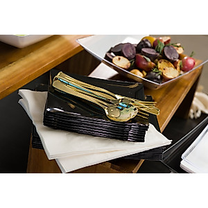 Plastic Cutlery Silverware Extra Heavyweight Disposable Flatware, Full Size Plastic Spoons Like Gold 24 Pack