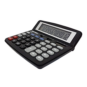 Victor 9700 12-Digit Standard Function Business Calculator, Battery and Solar Hybrid Powered Tilt LCD Display, Great for Home and Office Use, Black