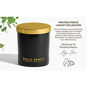 Pantera Peace Palo Santo Candle, Wood Wick Candles That Crackle, Scented Candle for Large Room, 40+ Burn Time, Wooden Wick Candles, Luxury Candle Gift, Meditation Prosperity Aromatherapy Soy Candle