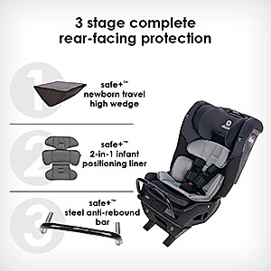 Diono Radian 3QX 4-in-1 Rear & Forward Facing Convertible Car Seat, Safe+ Engineering 3 Stage Infant Protection, 10 Years 1 Car Seat, Ultimate Protection, Slim Fit 3 Across, Black Jet