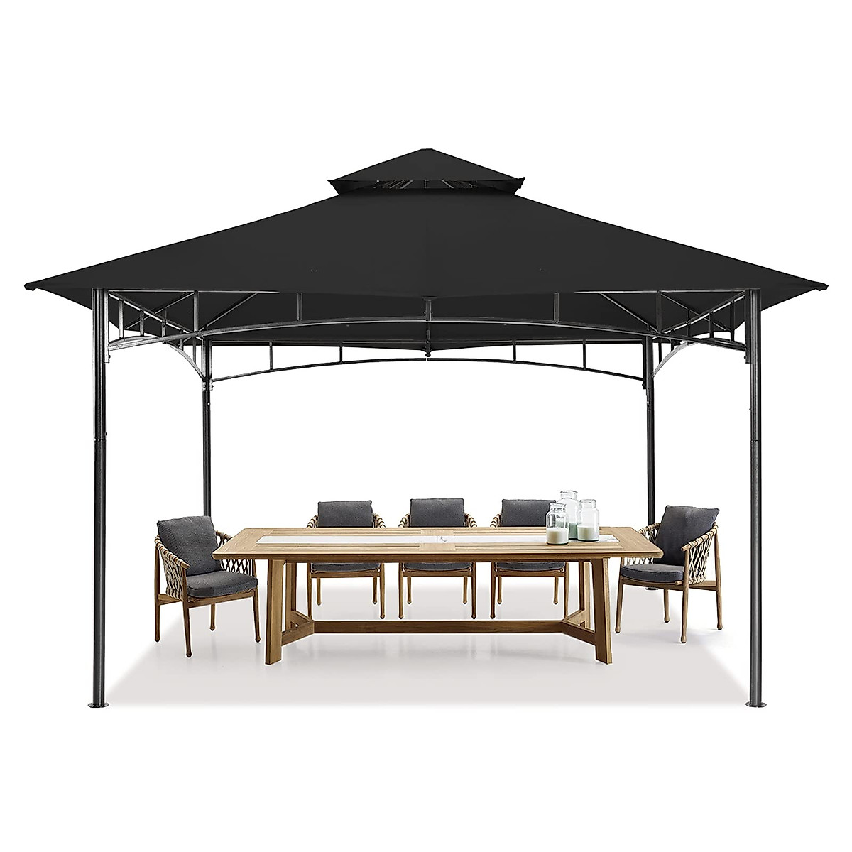 MASTERCANOPY Outdoor Garden Gazebo for Patios with Stable Steel Frame(10x12, Black)