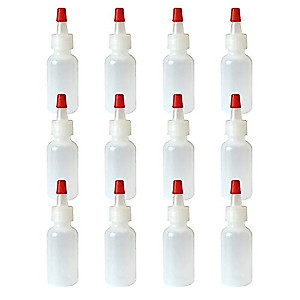 510 Central Yorker Squeeze Bottles (1/2oz, 12 Pack) Boston Round with Red Tip Caps - LDPE Plastic - Made in USA
