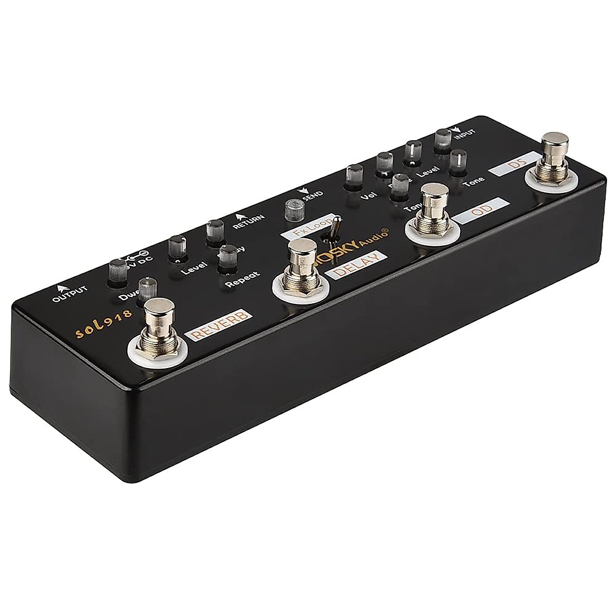 Moskyaudio New 5 in 1 Multieffects Pedal with Overdrive Distortion FX Loop Delay Reverb Effects Footswitch True bypass(sol918)