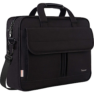 Taygeer Laptop Bag 15.6 Inch, Business Briefcase Gifts for Men Women, Water Resistant Messenger Shoulder Bag with Strap, Durable Office Bag, Carry On Laptop Case for Computer/Notebook/MacBook,Black