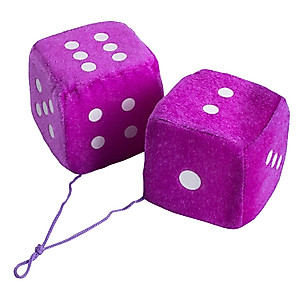 Funny Party Hats Purple Fuzzy Dice - Hanging Car Mirror Dice - 50's Retro Dice