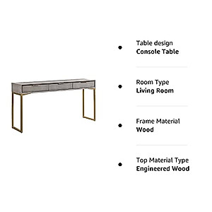 TOV Furniture Pesce Shagreen Modern 3 Drawer Living Room Console Table, 59" Grey
