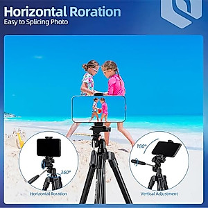 Fotopro Camera Tripod, 48" Phone Tripod with 3-Way Head, Lightweight Aluminum Tripod for Phone with Phone Mount Remote Control, Portable Travel Tripod, Camera Stand Compatible with DSLR