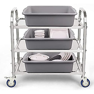 Ramddy 4-Pack Plastic Commercial Bus Tubs, Utility Bus Box/Tote, Gray, 22 Quart