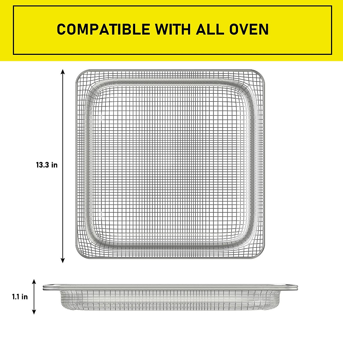 SP101 Air Fry Basket Replacement for Ninja Foodi SP101 Air Fryer Oven, Stainless Steel Air Fryer Basket Accessories for Ninja Foodi SP100, SP101B1, SP101C, 2 Pack