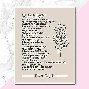 For What It's Worth Wall Art, Book Page Quote, Literature Prints, Book Quotes, Minimalist Dorm Decor, Boho Quote Print, Unframed (11X14 INCH)