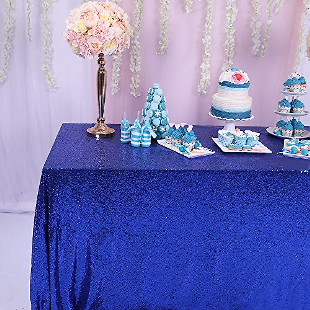 Trlyc Royal Blue Sequin Tablecloth - 60x84inch Glitter Tablecloth Rectangle Party Wedding Christmas Table Cloth