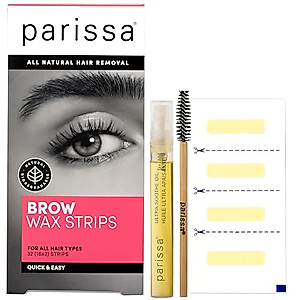 Parissa Eyebrow Wax Strips For Hair Removal | All Natural, Biodegradable, Fragrance-Free | Ready-to-Use At-Home Waxing Kit| Gentle on Sensitive Skin - 32 Count (16 x 2) + Post-Wax Ultra Soothe Oil