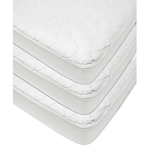American Baby Company 3 Pack Waterproof Fitted Crib and Toddler Mattress Protector, Quilted and Noiseless Crib & Toddler Mattress Pad Cover, White, 52"x28"x9"