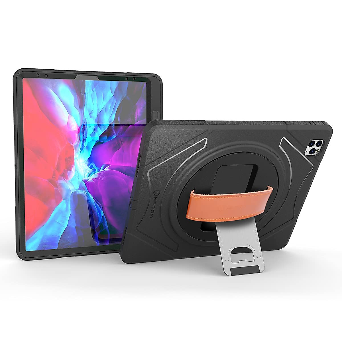 New Trent iPad Pro 12.9 6th Generation case, iPad Pro case for 5th Gen 2021, Metal Kickstand, Rotational Hand Strap, Apple Pencil Holder, Screen Protector