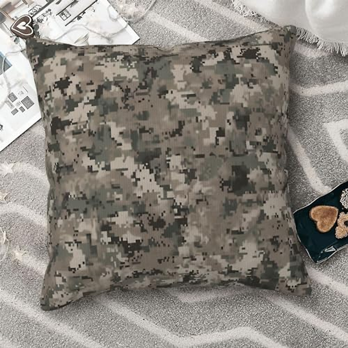 AdaNti Army Digital Camouflage Print Corduroy Throw Pillow Covers Soft Square Throw Pillow Case Home Decorations for Bed Sofa Living Room 16"x16"
