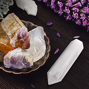 6-inch Moroccan Selenite Tower Large Crystal Point Wand Generator Obelisk for Energy Cleansing, Meditation, Reiki, Intuition, Spiritual Healing, Collection of Healing Crystals and Stones. (1)