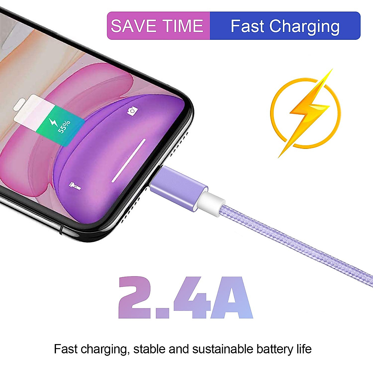 iPhone Charger,【Apple MFi Certifide】 4 Pack iPhone Cord iPhone Charging Cable Nylon Braided Compatible with iPhone 14 13 12 11 Pro Max Xs Xr 8 7