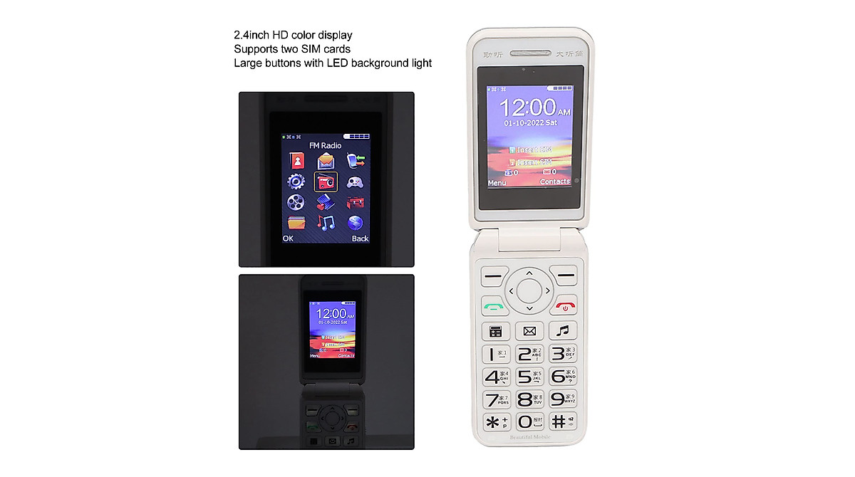 Easy-to-Use 2G Flip Phone for Seniors - SOS & Long Battery