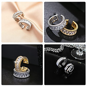 ABJFJE Rdjustable Rainbow Baguette Band Ring Anniversary Eternity Band Cubic Zirconia Ring Crystal Wedding Cocktail Rings Fashion Luxury Jewelry for Women (Silver White)