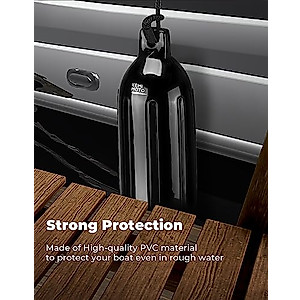 KEMIMOTO Boat Fenders Boat Bumpers for 15-35ft Boat, 4 Pack Inflatable Boat Fenders Bumpers with 4 Ropes, Boat Bumpers for Docking, Black