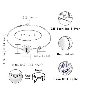 Love Heart Padlock Urn Bracelet - Sterling Silver Always in My Heart Ashes Keepsake Memorial Locket Cremation Jewelry Gifts for Women Loss Loved Ones