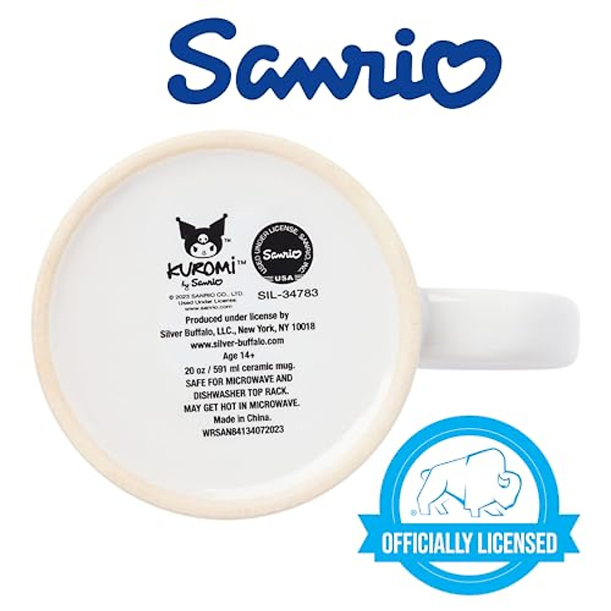 Silver Buffalo Sanrio Hello Kitty and Friends Kuromi Poses Ceramic Mug, 20 Ounces
