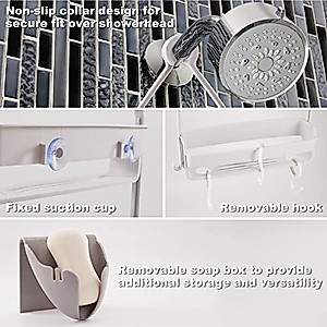 RaiyeisHome Plastic Hanging Shower Caddy Organizer with Soap Holder and Hook Accessories - Convenient Overhead Storage Rack Set for Bathroom, Kitchen, and Toilet